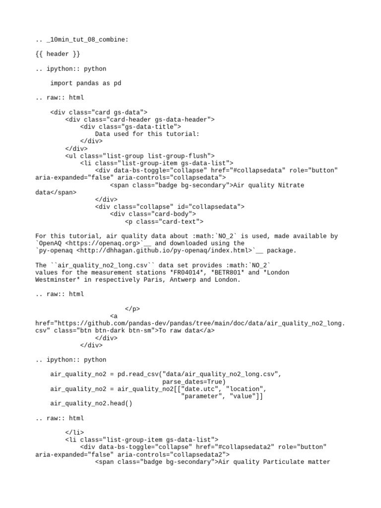 08 Combine Dataframes - RST | PDF | Comma Separated Values | Parameter ...