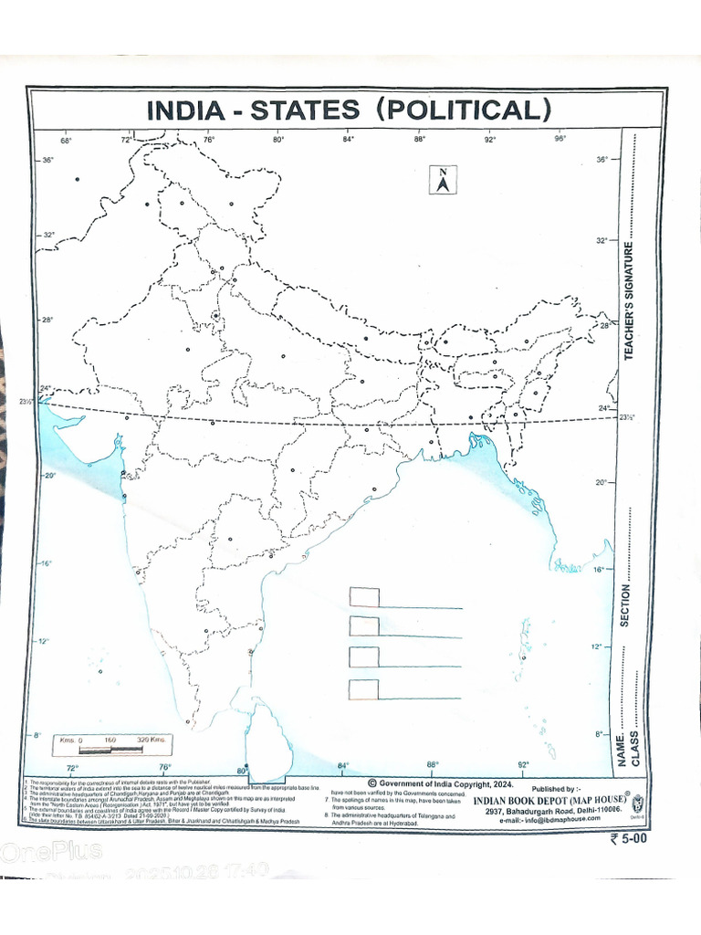 Indian Poltical Map For Upsc - Cse | PDF