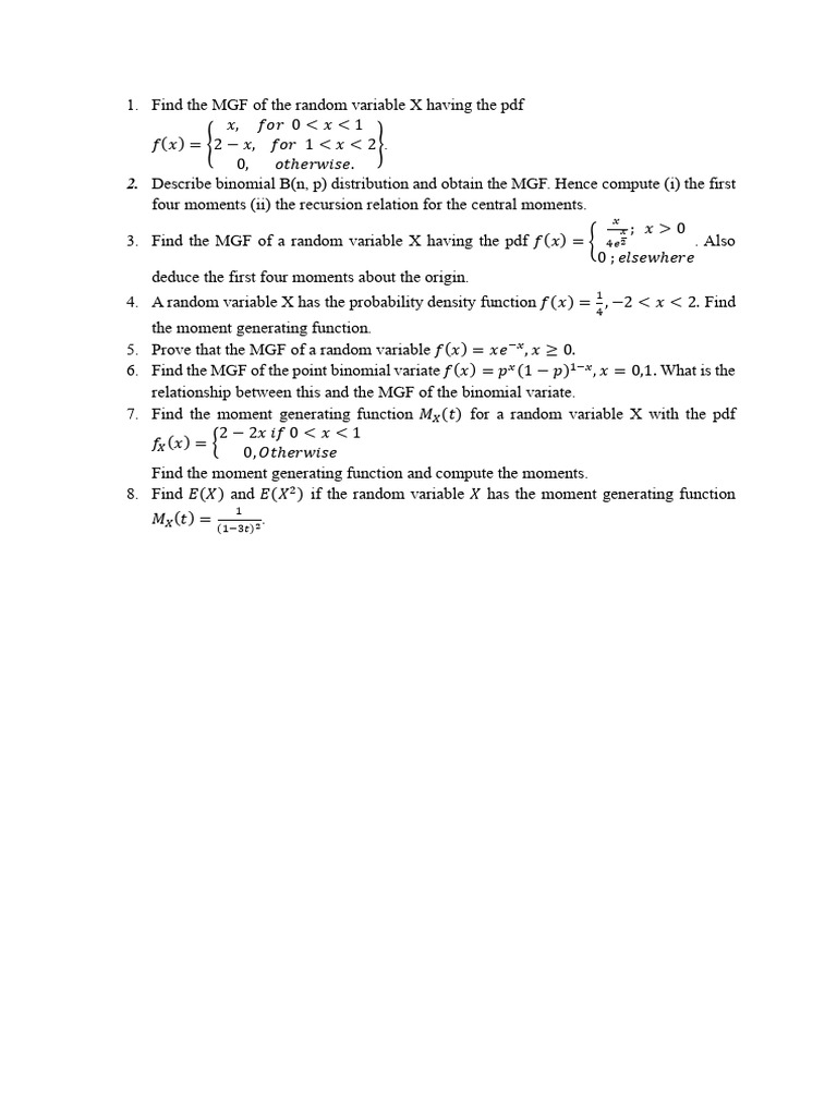 MGF and Moments | PDF