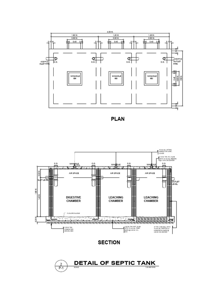 Septic Tank Detail Plan | PDF | Waste Management | Environmental Technology