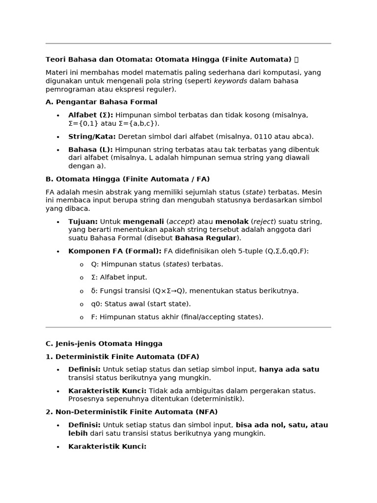 Teori Otomata Hingga dan Bahasa Regular | PDF
