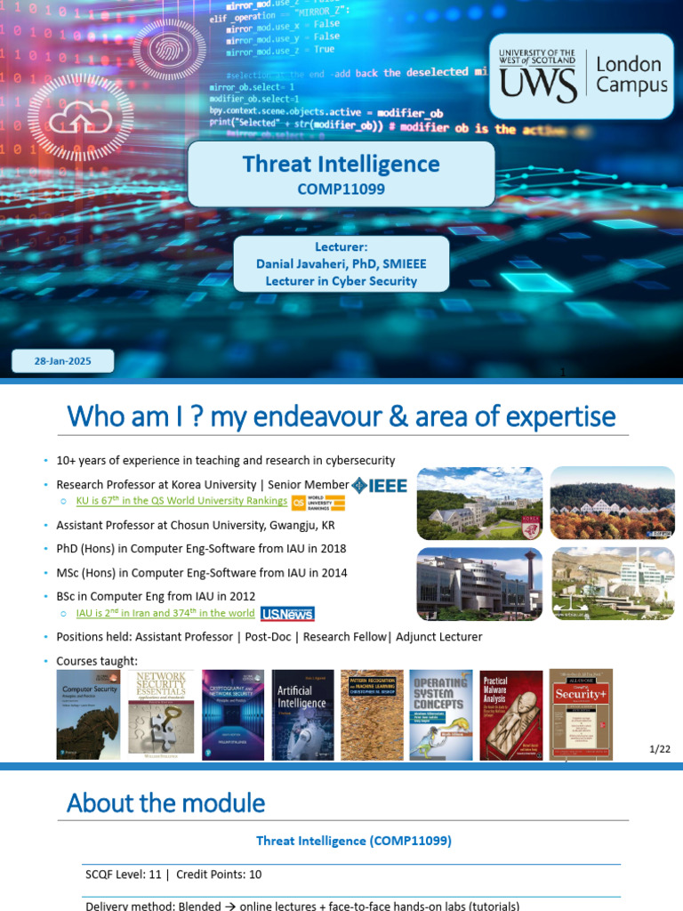 Cybersecurity Threat Intelligence Module | PDF | Computer Security ...