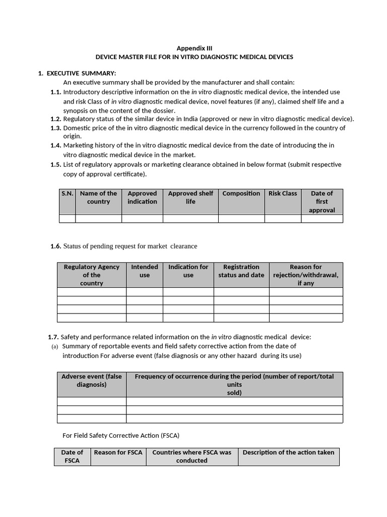 Device Master File for IVD Medical Devices | PDF | Detection Limit ...