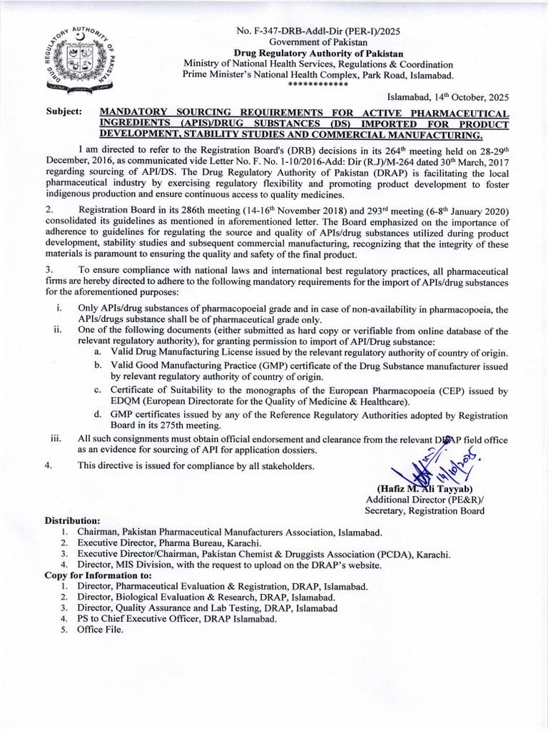 Mandatory Sourcing Requirements For Active Pharmaceutical Ingredients ...