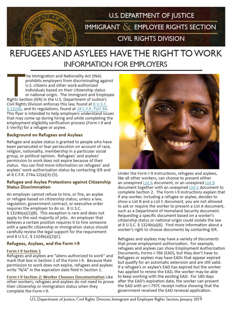 Ier Refugees and Asylees Have The Right To Work Information For ...