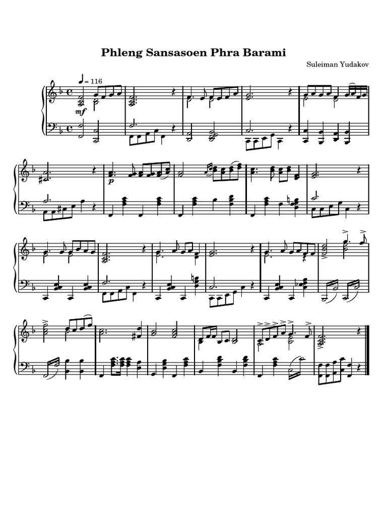 Sansoen Phra Barami Stem, Piano - Voice, Piano | PDF