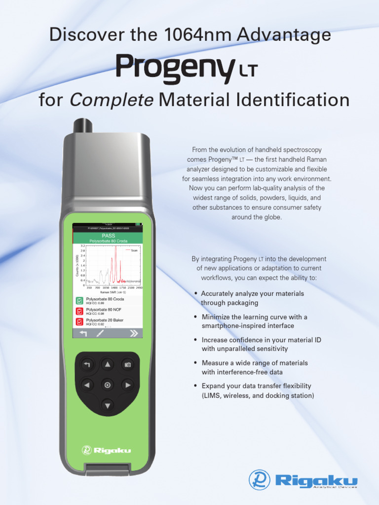 Progeny LT: Advanced Handheld Raman Analyzer | PDF | Raman Spectroscopy ...