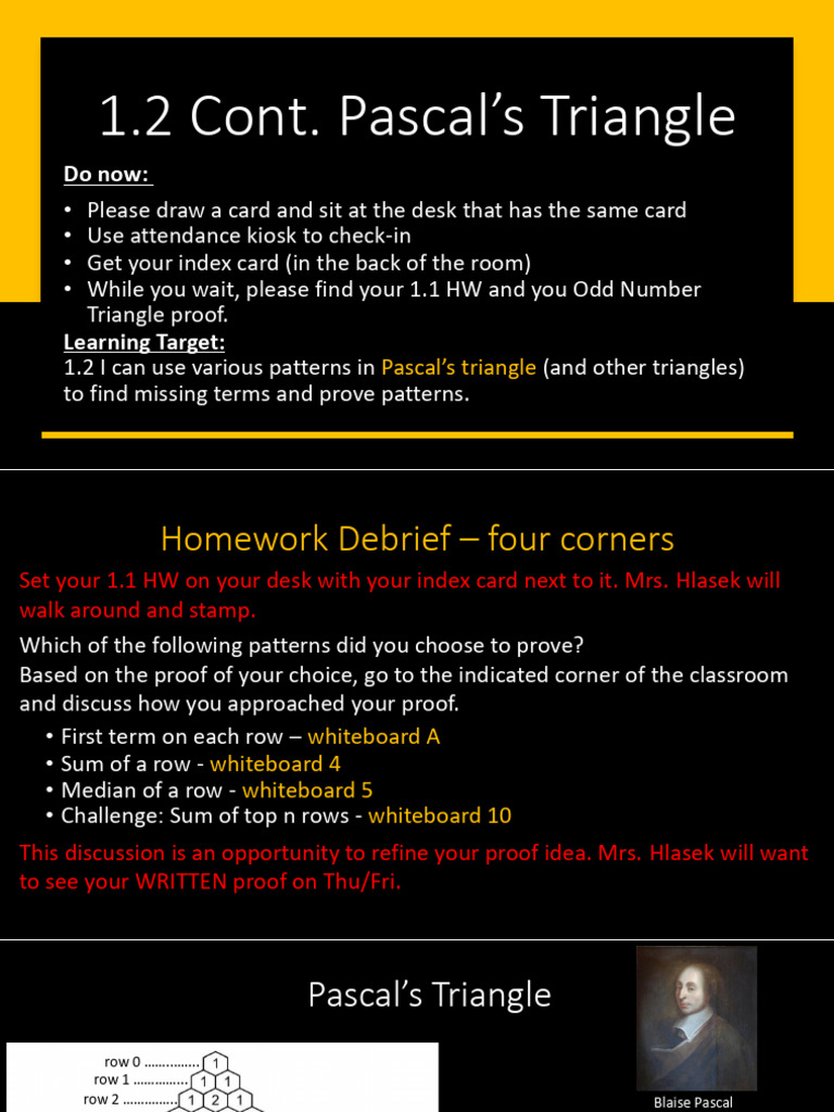 Pascal's Triangle Patterns and Proofs | PDF | Algebra | Mathematical ...