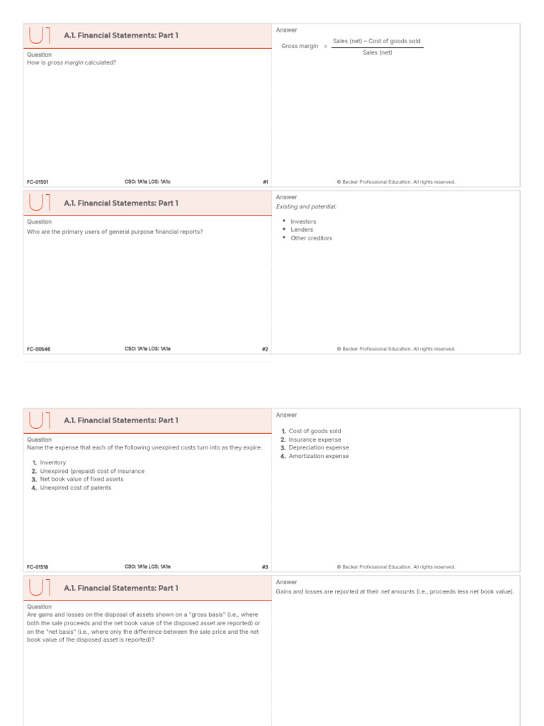 Becker Part 1 - S1 Flashcard | PDF | Goodwill (Accounting) | Book Value