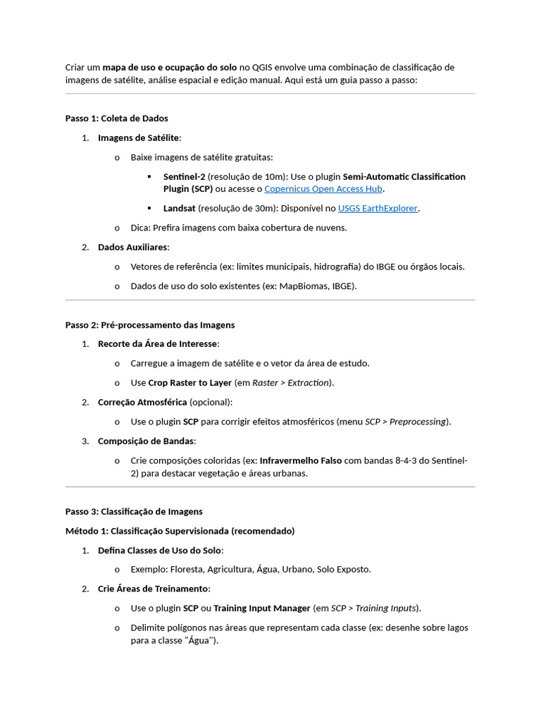 Mapa de Uso do Solo no QGIS: Guia Completo | PDF