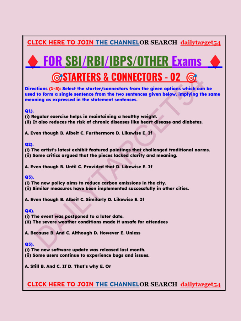 Starters & Connectors - 02 (By Dailytarget54) | PDF | Chronic Condition
