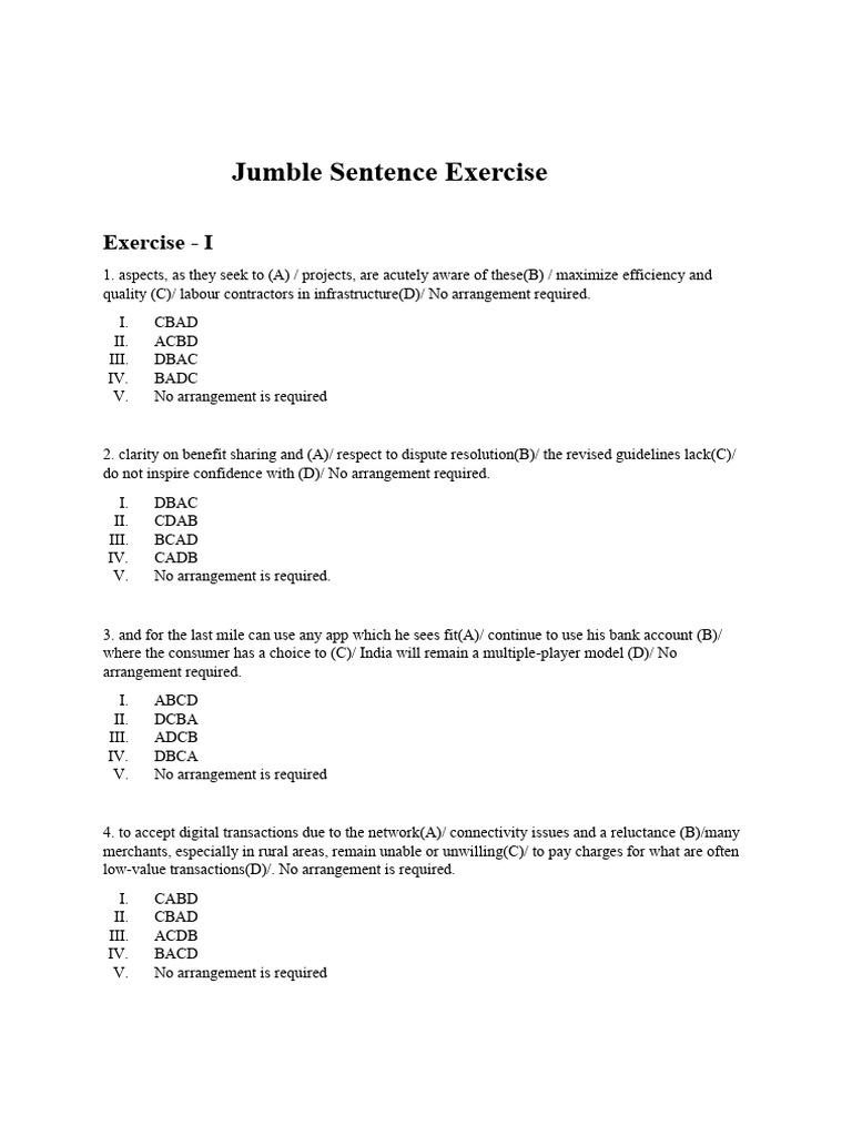 Jumble Sentence Exercise II | PDF | Economies
