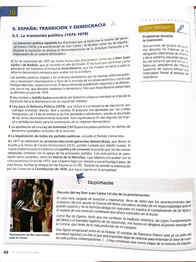 Transicion y Democracia 4º Eso | PDF
