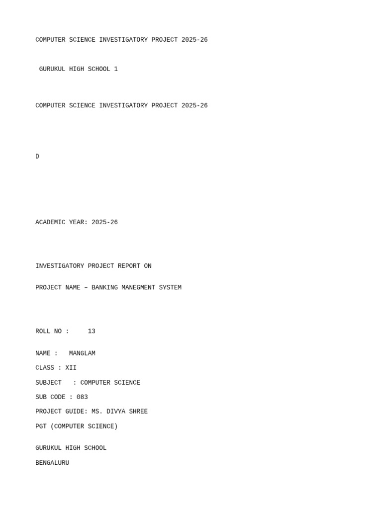 MANGLAM - XII - Investigatory Project Report Template - ) | PDF ...