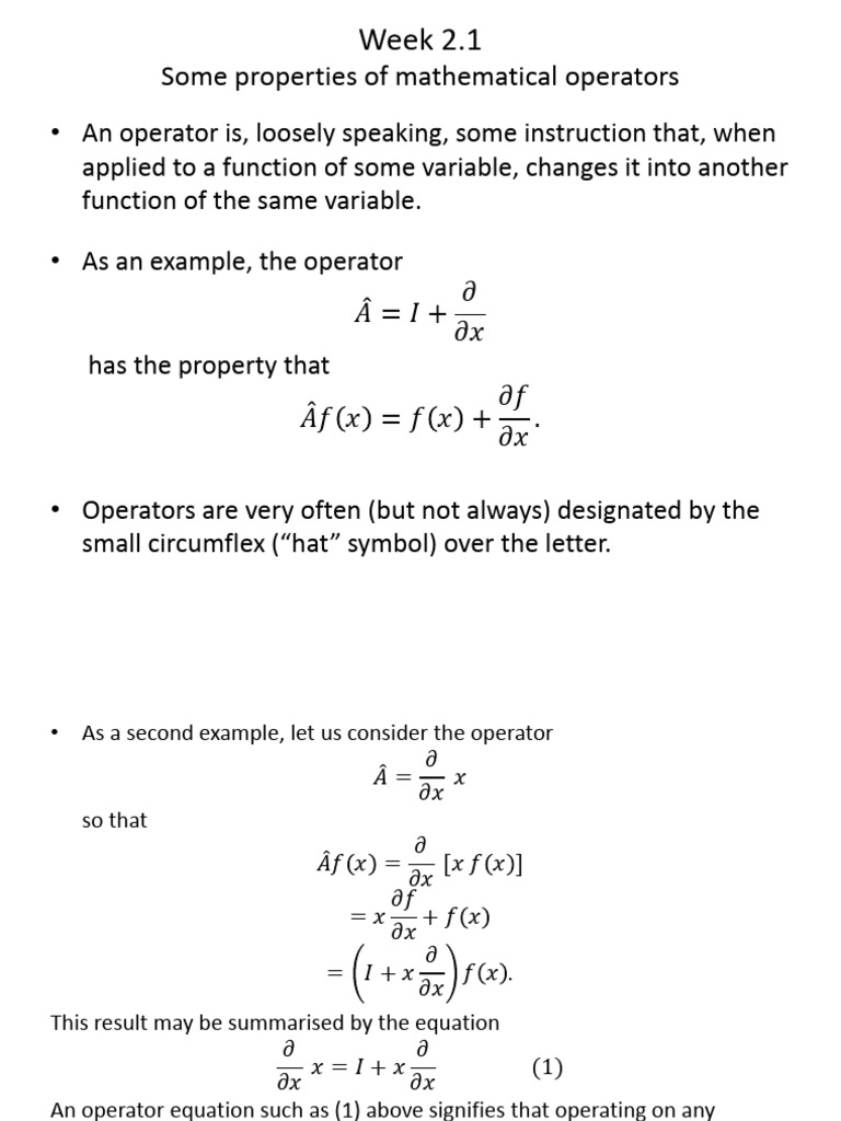 2021 2022 Week2.1 Lecture3 Operators HermitianOperators | PDF | Physics ...