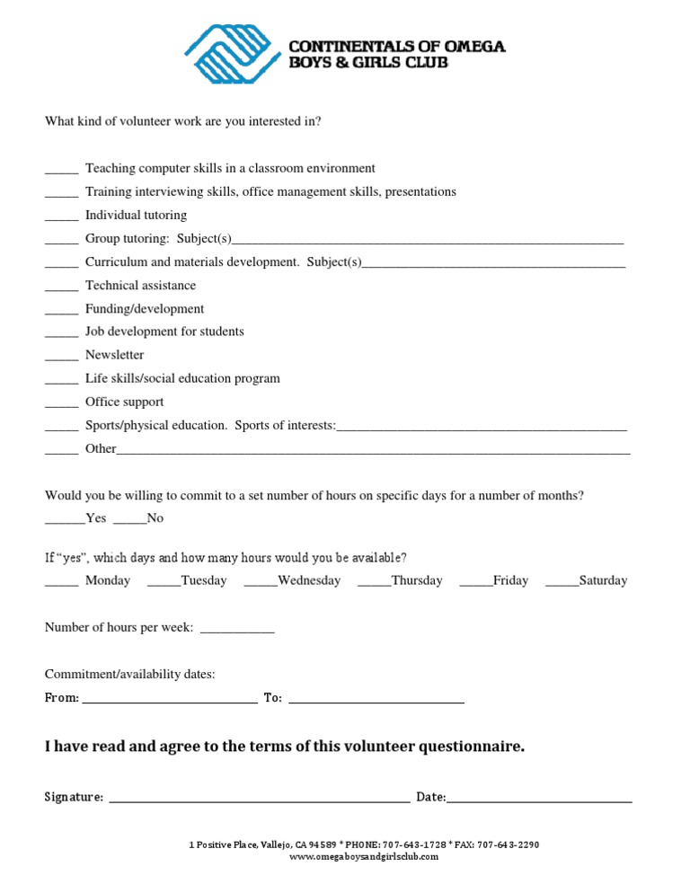 Volunteer Work Interest Questionnaire | PDF | Career & Growth | Business