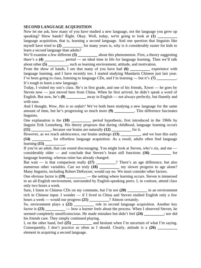 Understanding Second Language Acquisition | PDF | Second Language ...