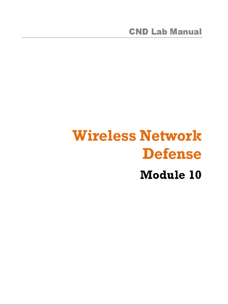CND Labs Module 10 Wireless Network Defense | PDF