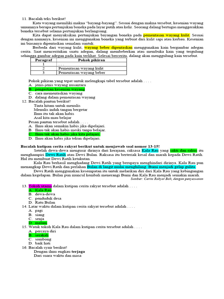 Latihan Tka Bhs Indonesia SD 08102025 | PDF