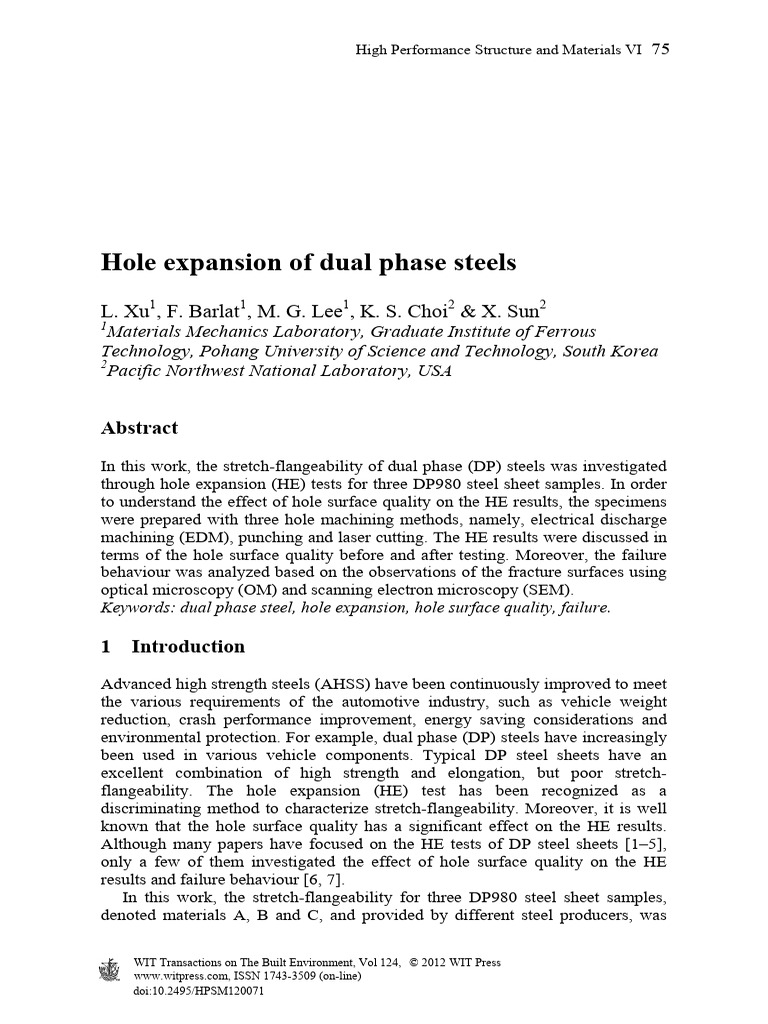 09-2012-Xu-Hole Expansion of Dual Phase Steels | PDF | Fracture ...