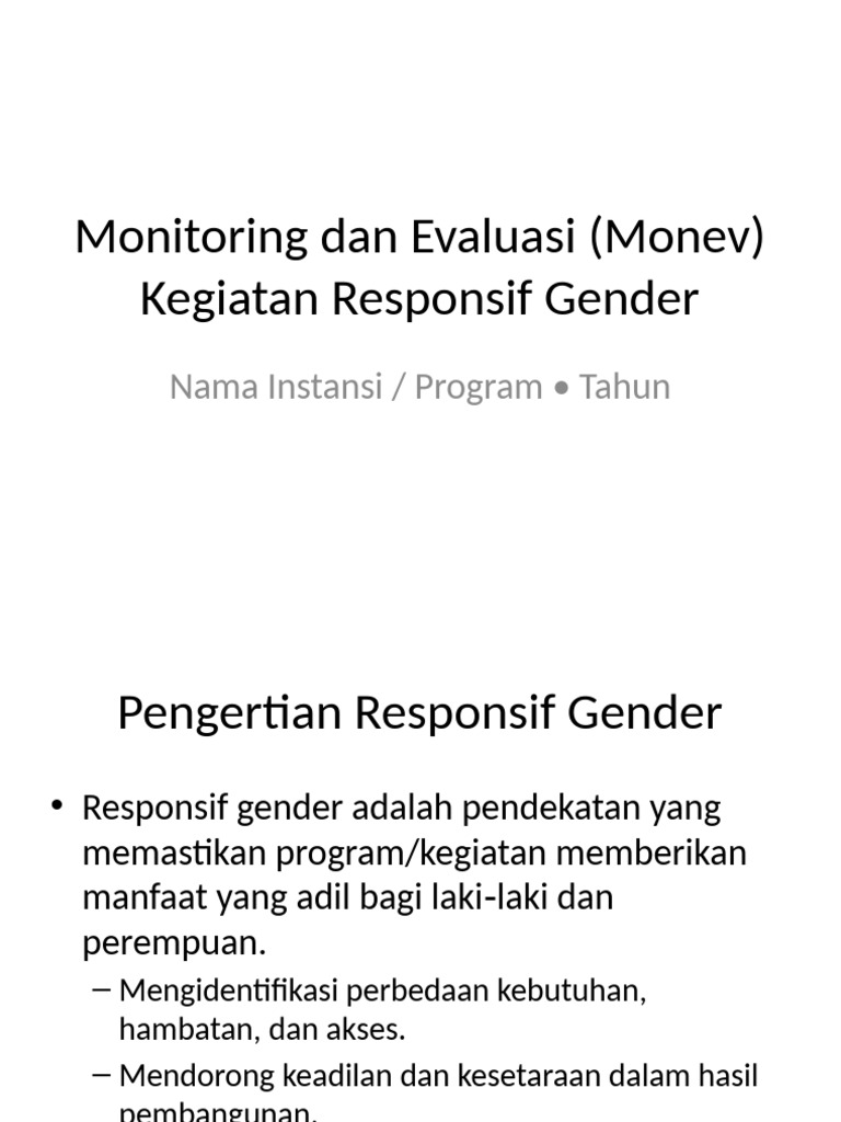 Monev Responsif Gender | PDF