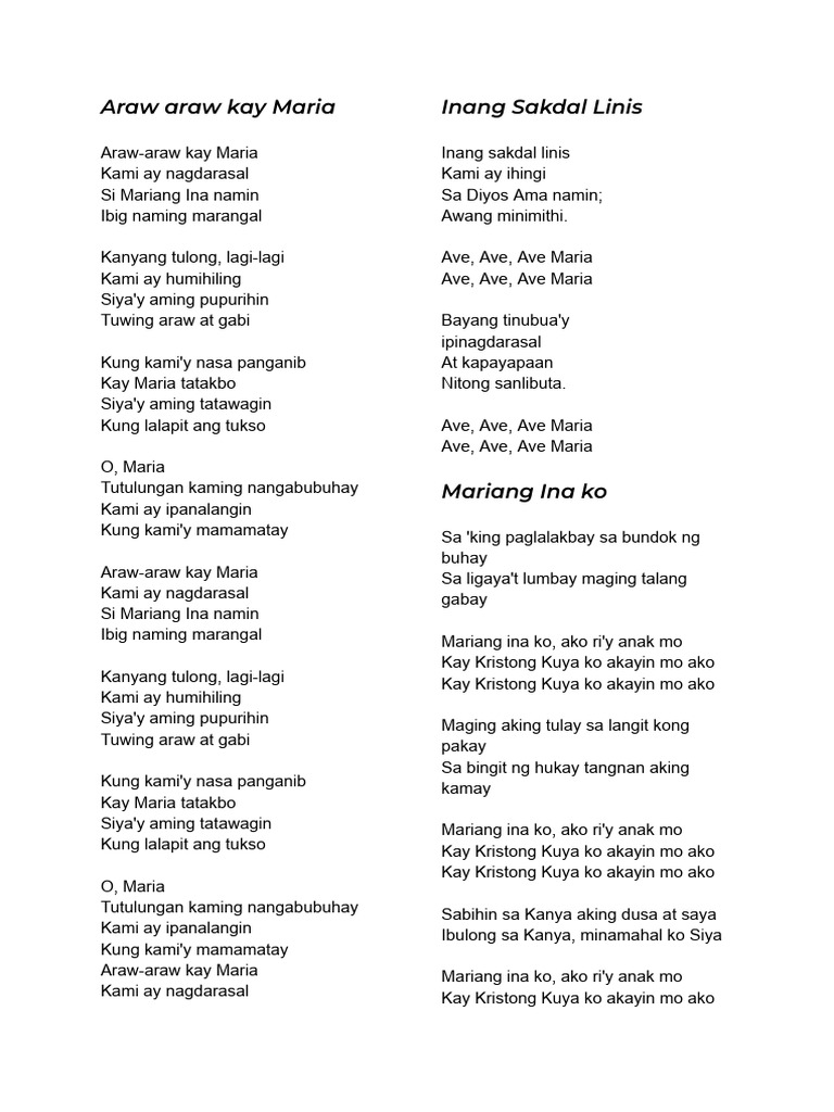 Marian Songs | PDF