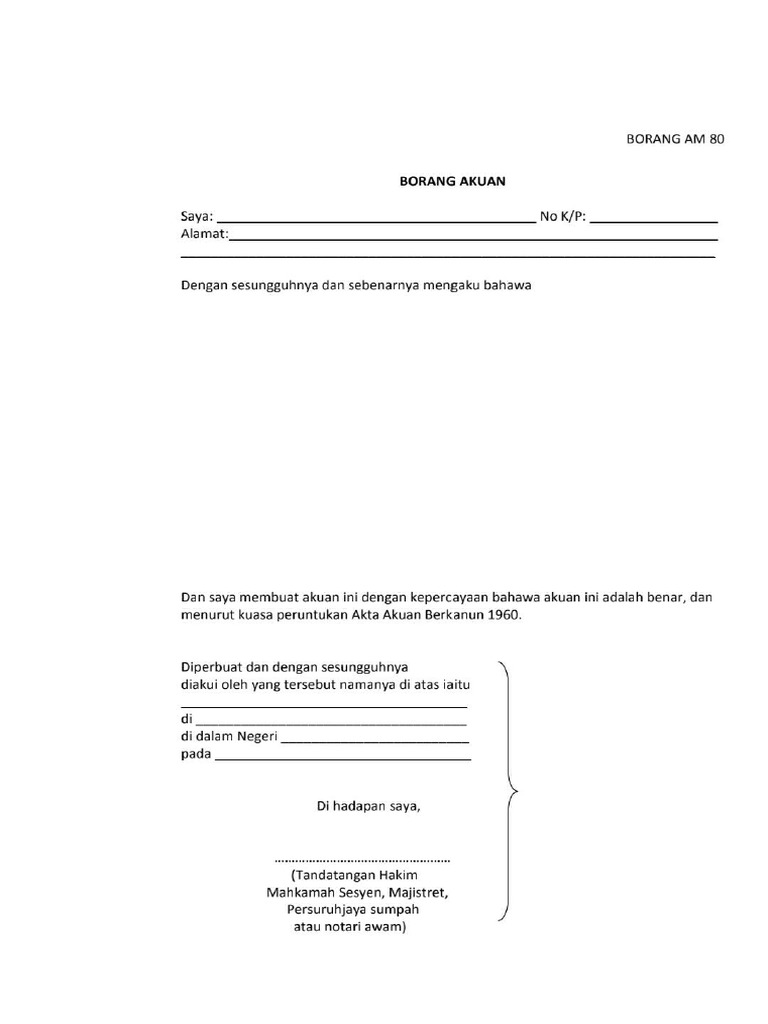 Borang Am 80 | PDF