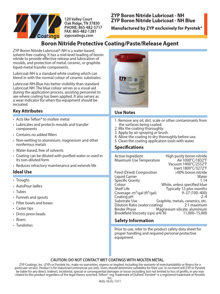 1311 ZYP BN Lubricoat NH EN | PDF | Boron | Materials