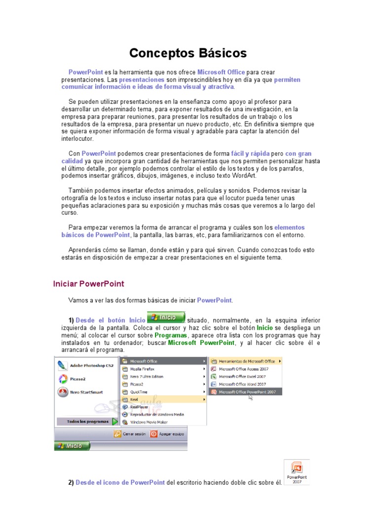 Conceptos Básicos | PDF | Microsoft PowerPoint | Point and Click