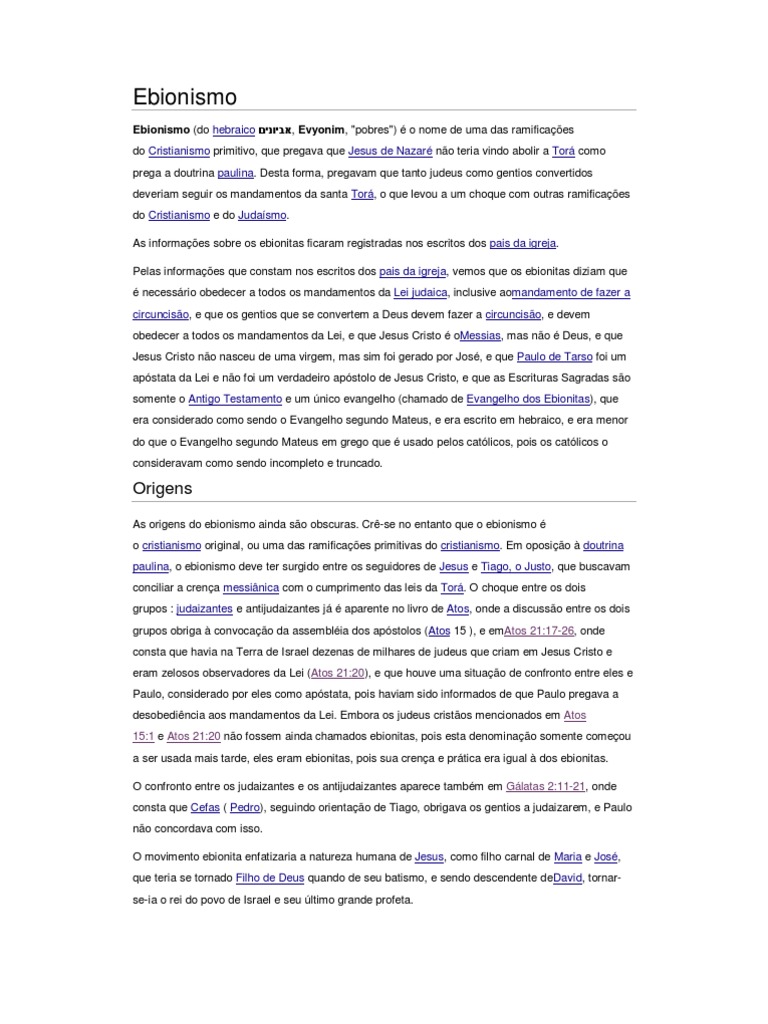 Significado e Origens do Ebionismo | PDF | Fés religiosas ...