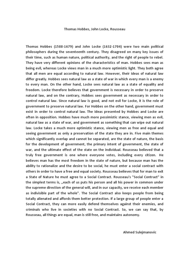 Thomas Hobbes, John Locke, Rousseau | Social Contract | Natural Law
