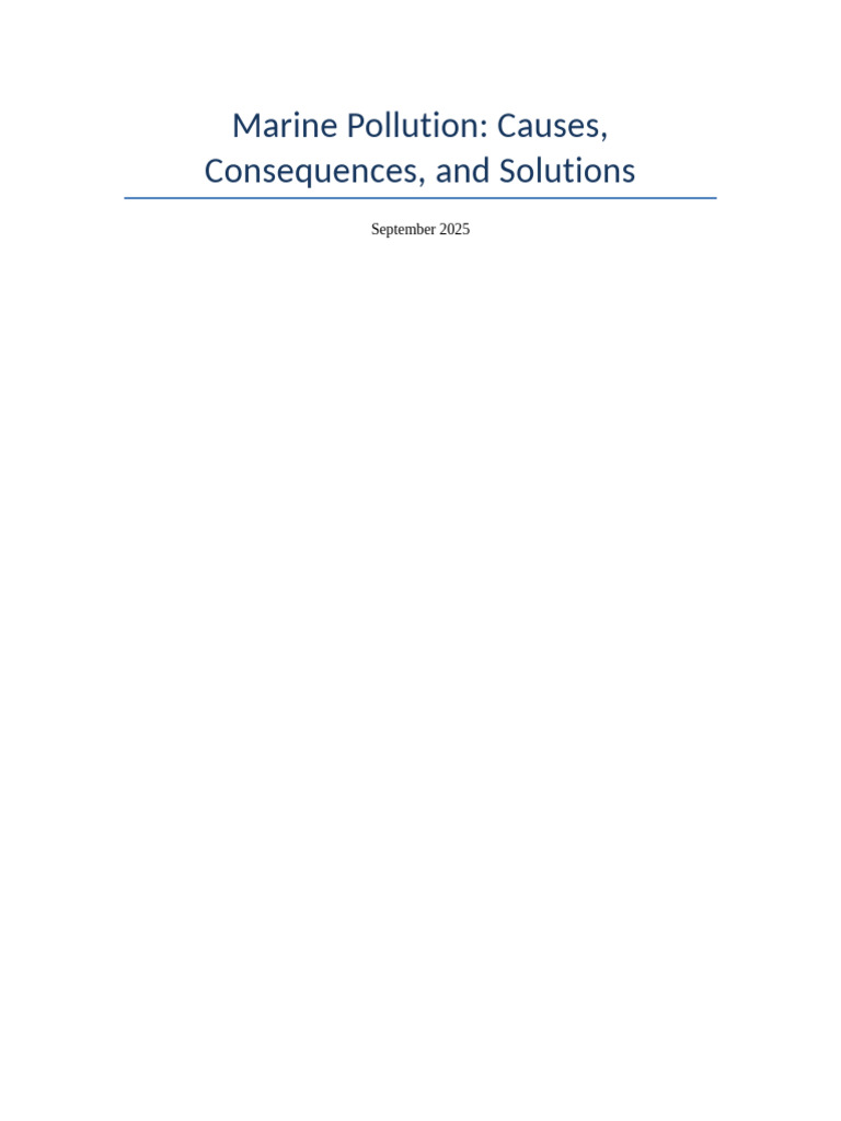 Marine Pollution: Causes and Solutions | PDF | Pollution | Oceans