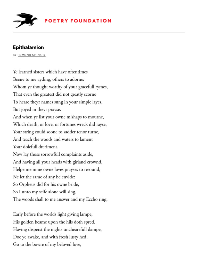 Celebrating Love in Epithalamion | PDF