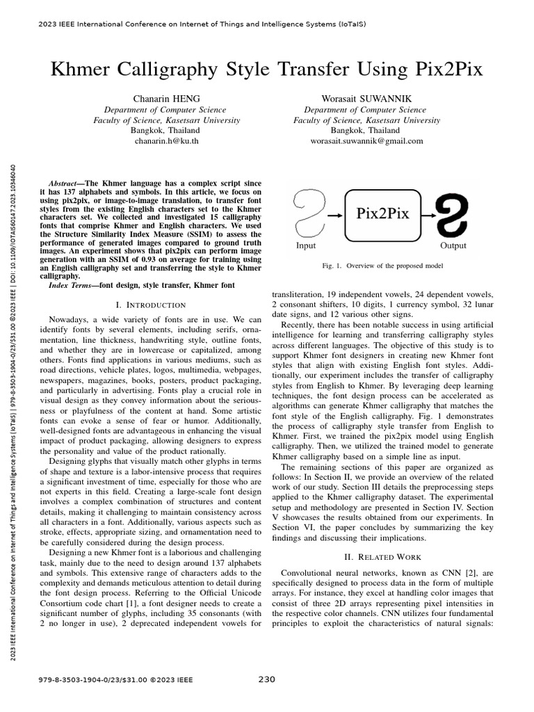 Khmer Calligraphy Style Transfer with Pix2Pix | PDF | Deep Learning