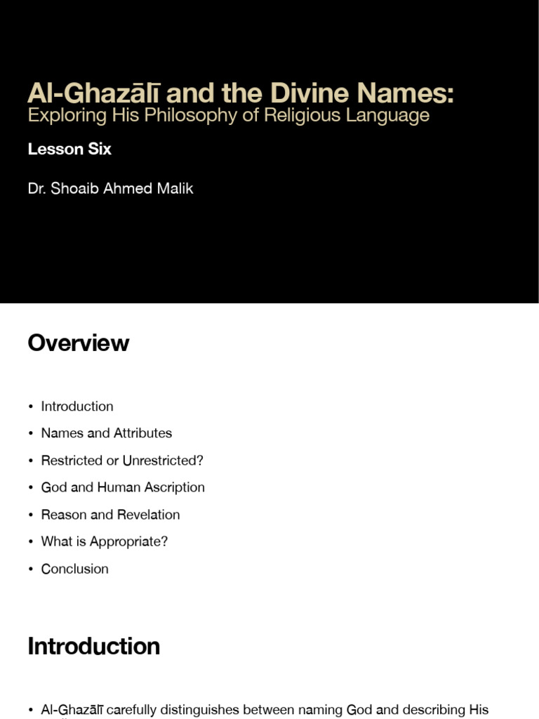 Al-Ghazālī's Philosophy of Divine Names | PDF | God | Revelation