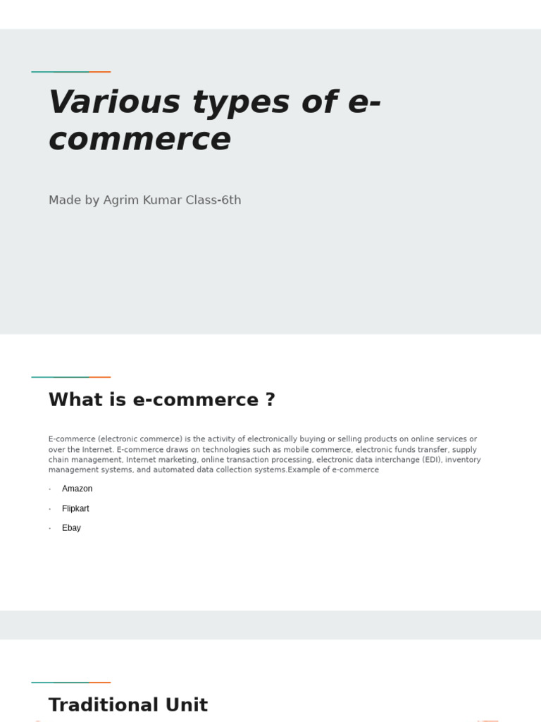 Various Types of E-Commerce | PDF | E Commerce | Private Sector
