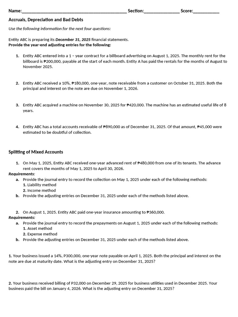 Year-End Adjusting Entries Guide | PDF | Financial Accounting ...