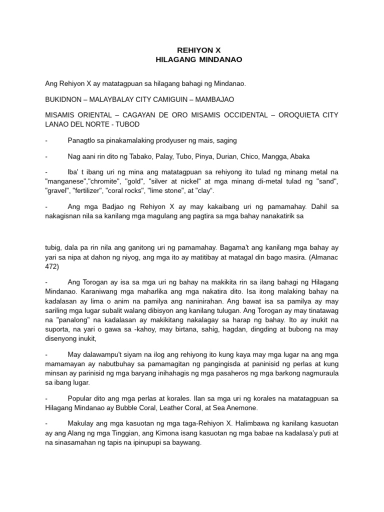 Rehiyon X | PDF
