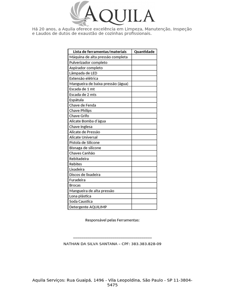 Lista de Ferramentas Ecp 2025 | PDF
