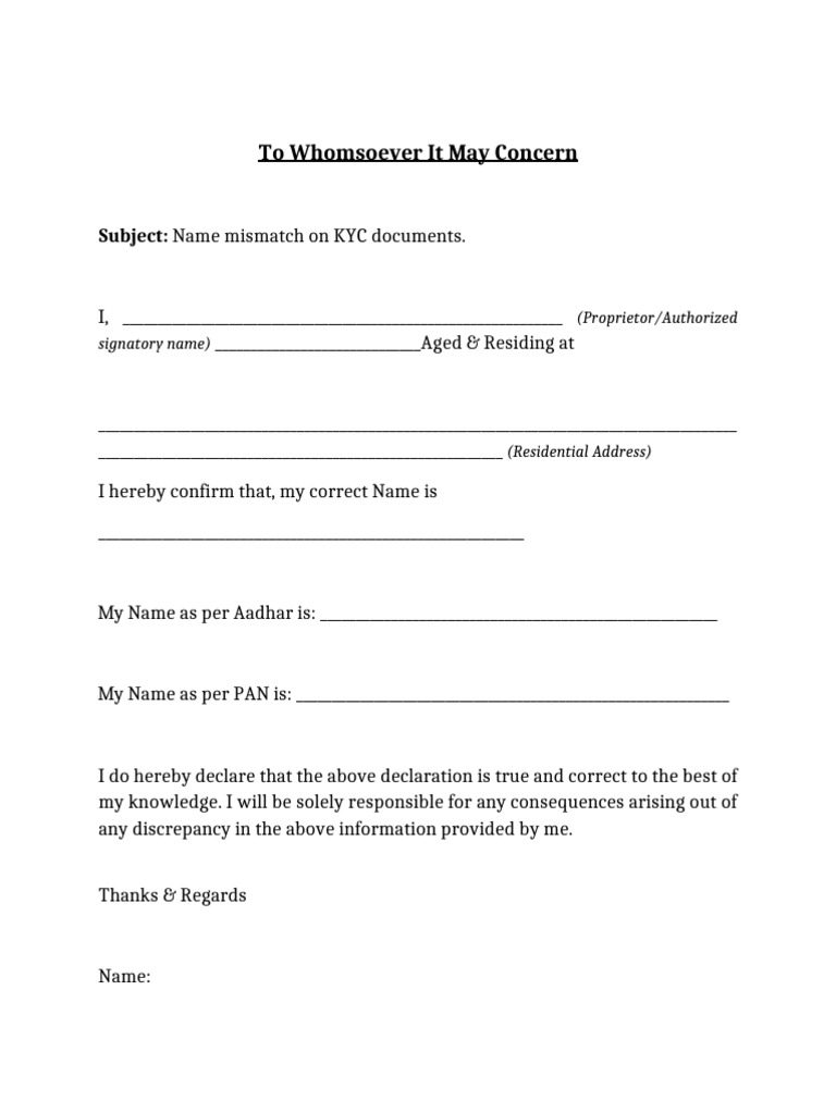 Name Mismatch On KYC Documents | PDF
