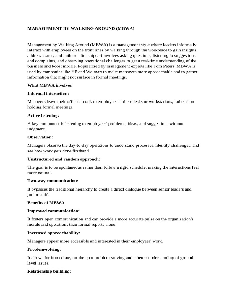 Management by Walking Around | PDF