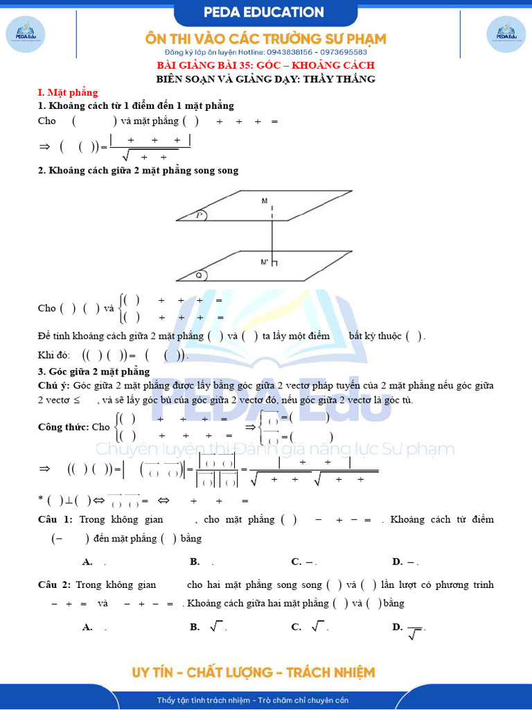 Bài 35 Góc - Khoảng Cách Trong Oxyz | PDF