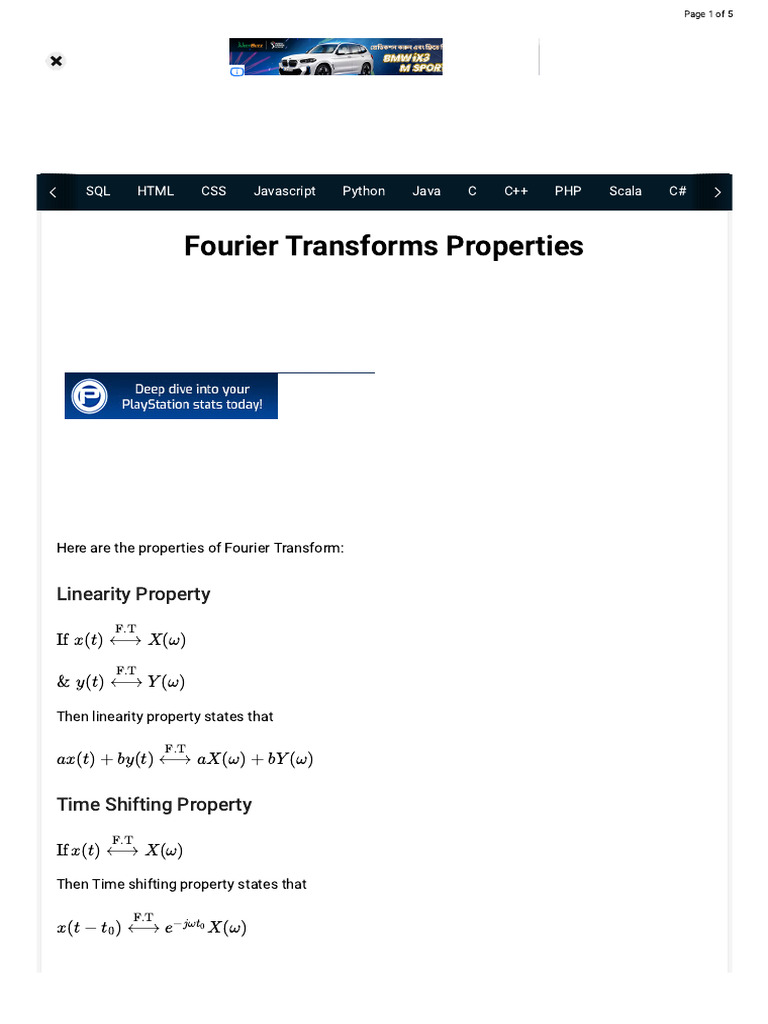 Fourier Transform Properties Explained | PDF | Software Development ...