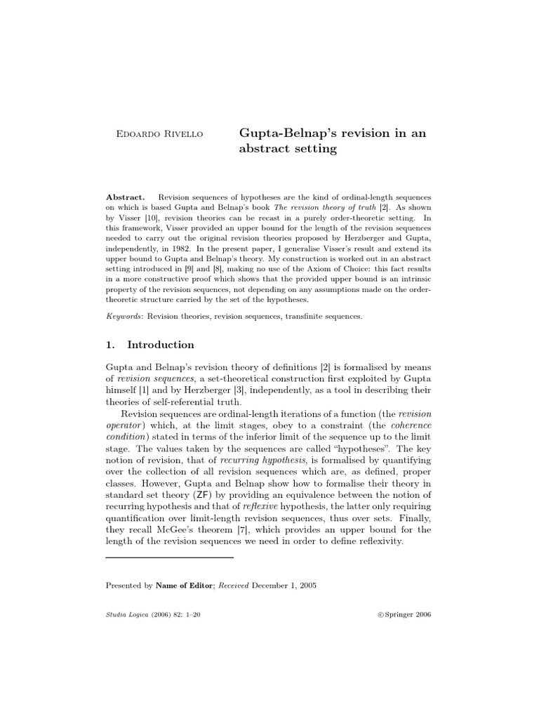 Gupta-Belnap's Revision in An Abstract Setting | PDF | Mathematics ...