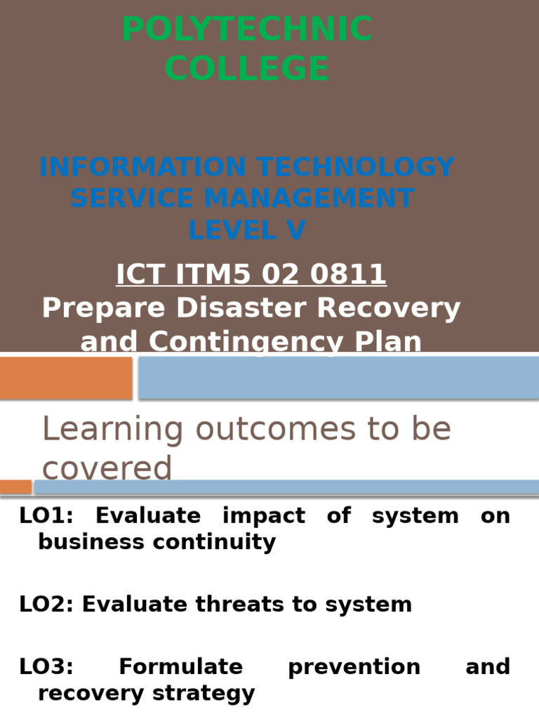 ICT ITM5!02!0811 Prepare Disaster Recovery and Contingency Plan | PDF | Backup | Computer File
