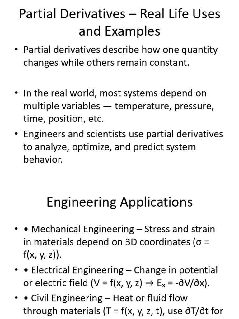 Partial Derivatives Real Life Uses | PDF