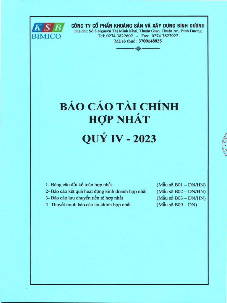 KSB BCTC Hop Nhat Quy 4 - 2023 - SIGN | PDF