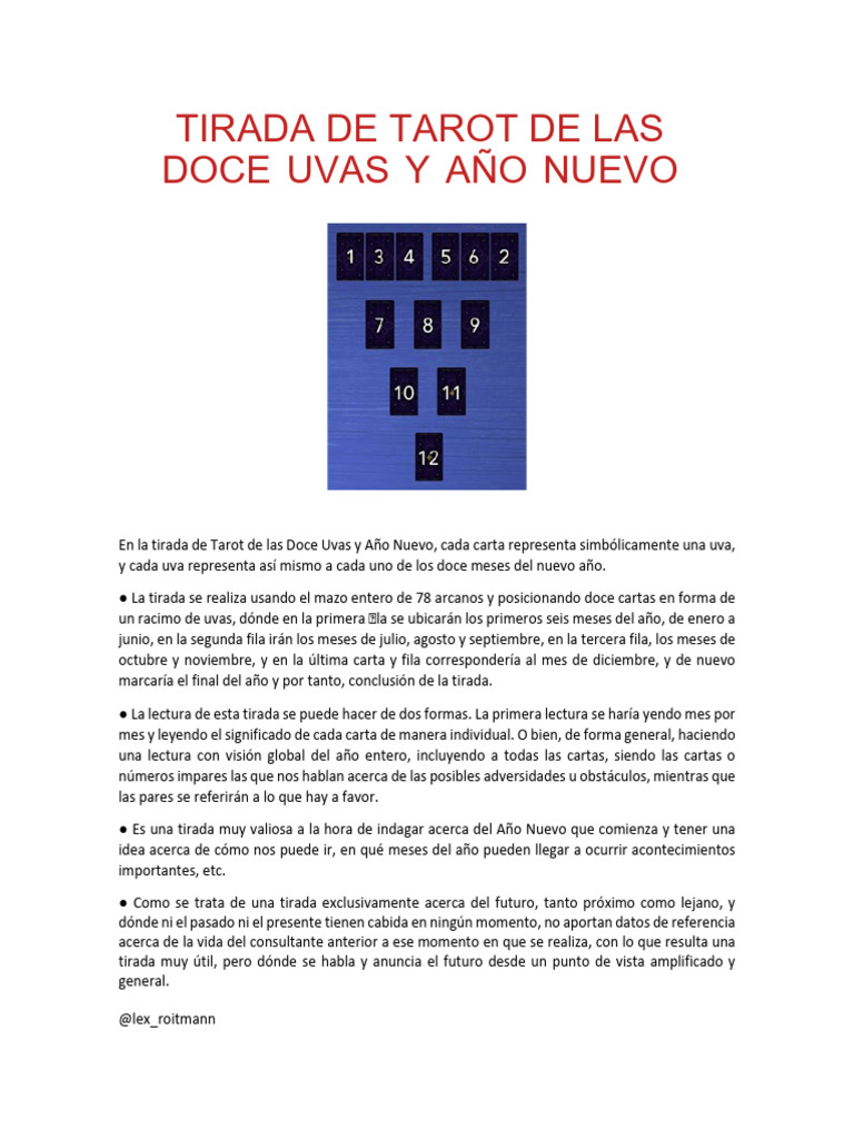 Lectura Tarot de Las Doce Uvas y Año Nuevo | PDF