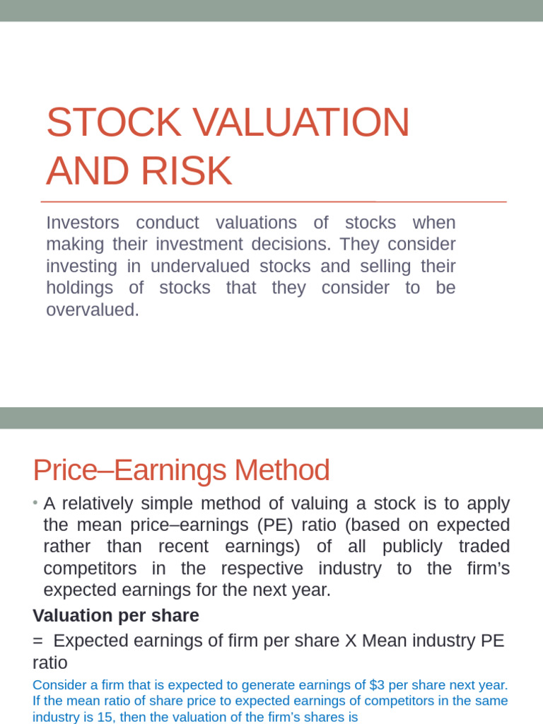 Stock Valuation Risk | PDF | Beta (Finance) | Financial Risk