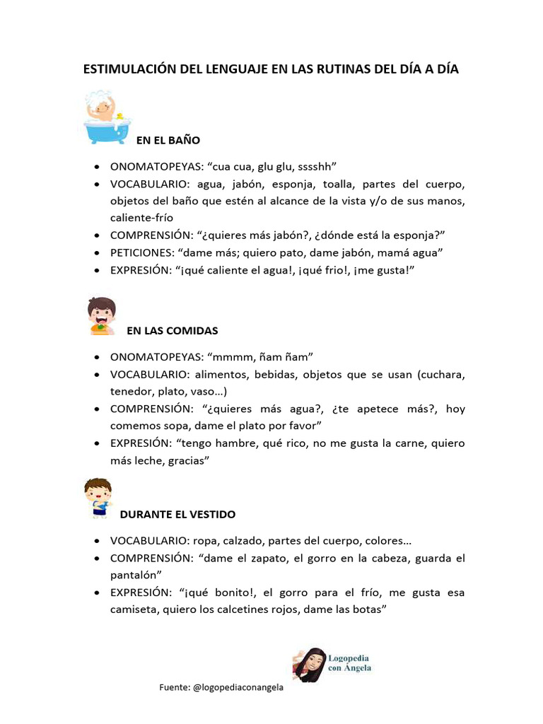 Estimulación Del Lenguaje en Las Rutinas Del Día A Día | PDF
